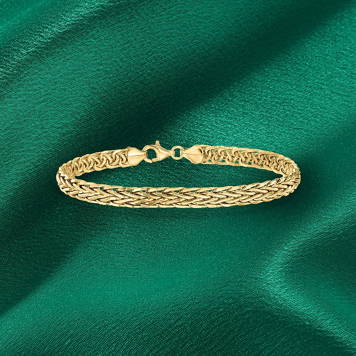 Ross-Simons 18kt Yellow Gold Wheat-Link Bracelet. 7 inches