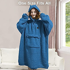 Oversized Wearable Blanket Hoodie for Women Men Comfy Sweatshirt with Giant Pocket Hooded Blanket for Adult As a Gift One Size Fits All