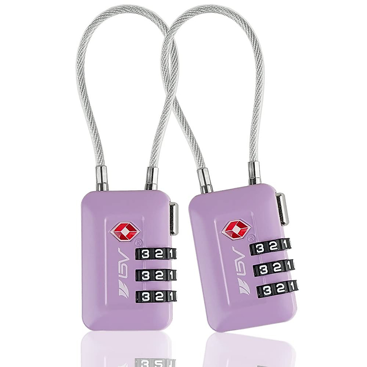 TSA Accepted Luggage Travel Lock, Set-Your-Own Combination Lock for School Gym Locker, Luggage Suitcase Baggage Locks, Filing Cabinets, Toolbox, Case (Purple, 2 Pack)