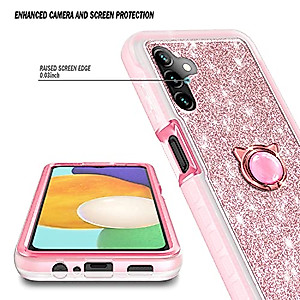 NGB Supremacy Galaxy A13 5G Case, Full Body Protection with [Built-in Screen Protector] Ring Holder/Wrist Strap, Slim Fit Shockproof Bumper Durable Cover for Samsung Galaxy A13 5G (Rose Gold)