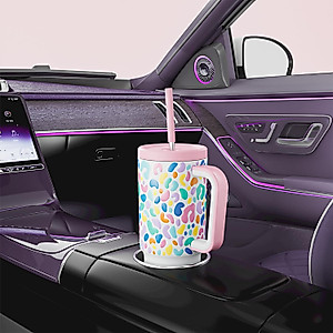 Meoky 24 oz Tumbler with Handle and Straw, 100% Leak-proof Tumbler with Lid and Straw, Insulated Stainless Steel Travel Coffee Mug, Keeps Cold for 24 Hours (Leopard)