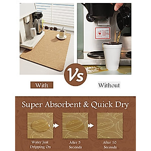 AMOAMI-Coffee Mat-Coffee Bar Accessories-Absorbent Stain Resistant Drying Mat Fit Under Coffee Maker Machine Coffee Pot Tray Espresso Machine-Coffee Station Accessories and Decor-12”x19”