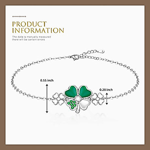 Talonior Good Luck Four Leaf Clover Bracelet for Women Friends Green St Patricks Day Gifts Irish Jewelry Shamrock Bracelets Sterling Silver