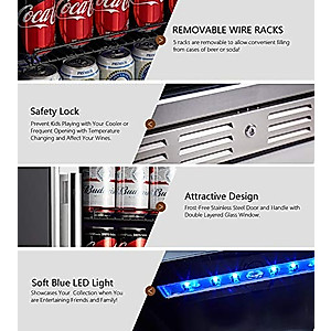 Kalamera 24 inch Beverage Refrigerator - 154 Cans Capacity Beverage Cooler- Fit Perfectly into 24" Space Built in Counter or Freestanding - for Soda, Water, Beer or Wine - For Kitchen, Bar or Office