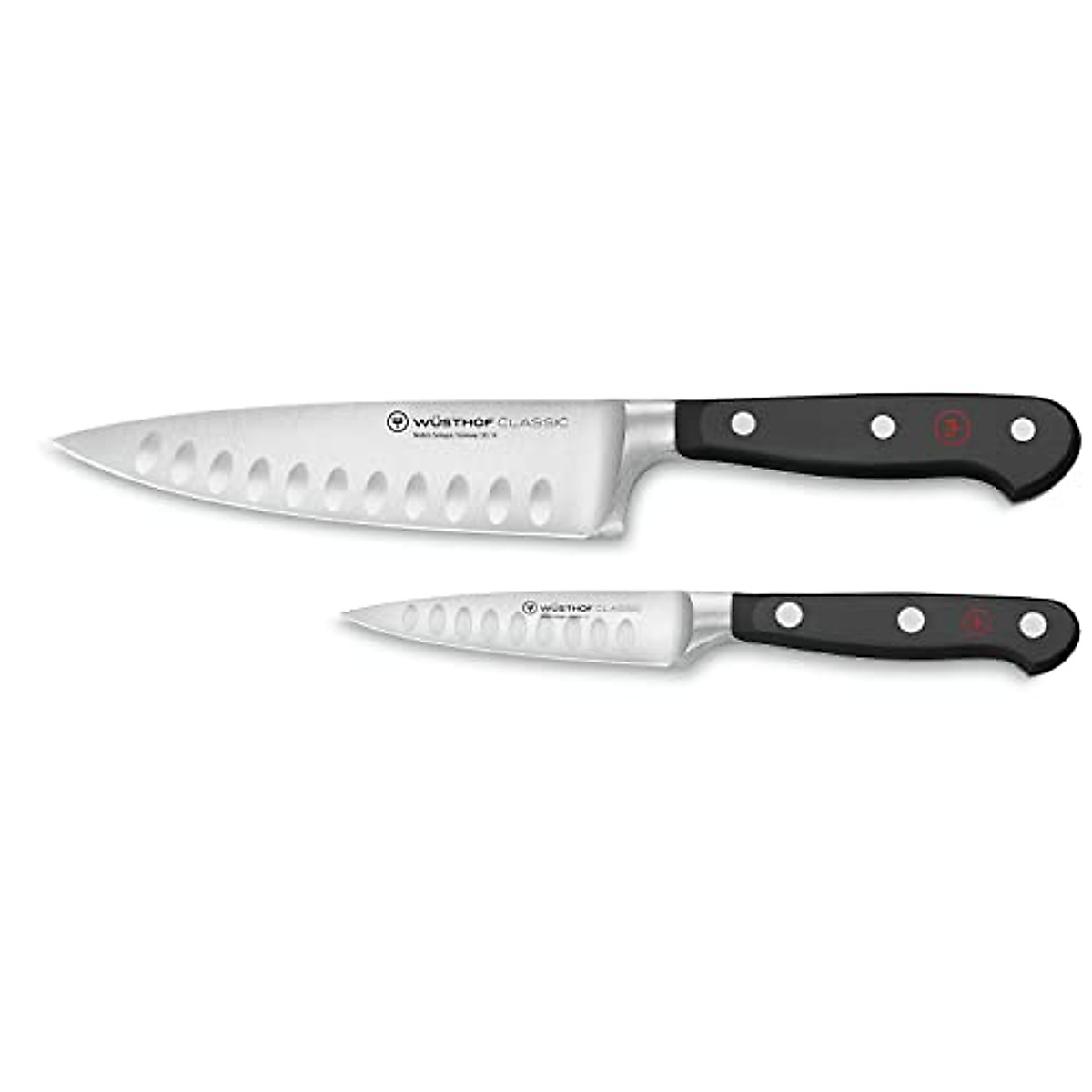 Wüsthof Classic Hollow Edge 2-Piece Chef's Knife Set, Black, 6 nd 3.5-inch