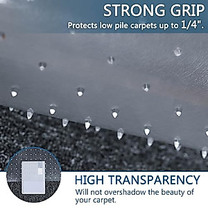 Office Chair Mats for Carpeted Floors, 46” x 60” Large Desk Floor Mat for Low Pile Carpet, Clear Floor Protector for Rolling Chair, Easy Glide, Easy to Clean (Rectangle)