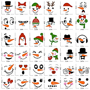 iMagitek 36 Pcs Snowman Face Stickers for Christmas Ornaments Snowman Face Decals DIY Vinyl Stickers for Water Bottles Christmas Ball Refrigerator Window Clings Christmas Decorations