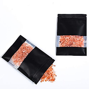 100PCS Food Safe Flat Packaging Bags with Rectangular Frosted Window and Tear Notch Food Storage (Black,3.9" x 5.9")