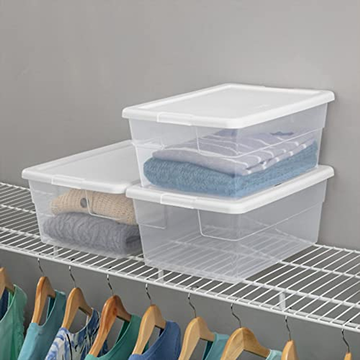 Sterilite 16 Quart Multipurpose Clear Plastic Stacking Storage Container Box with Secure Latching Lid for Home or Office Organization, 108 Pack