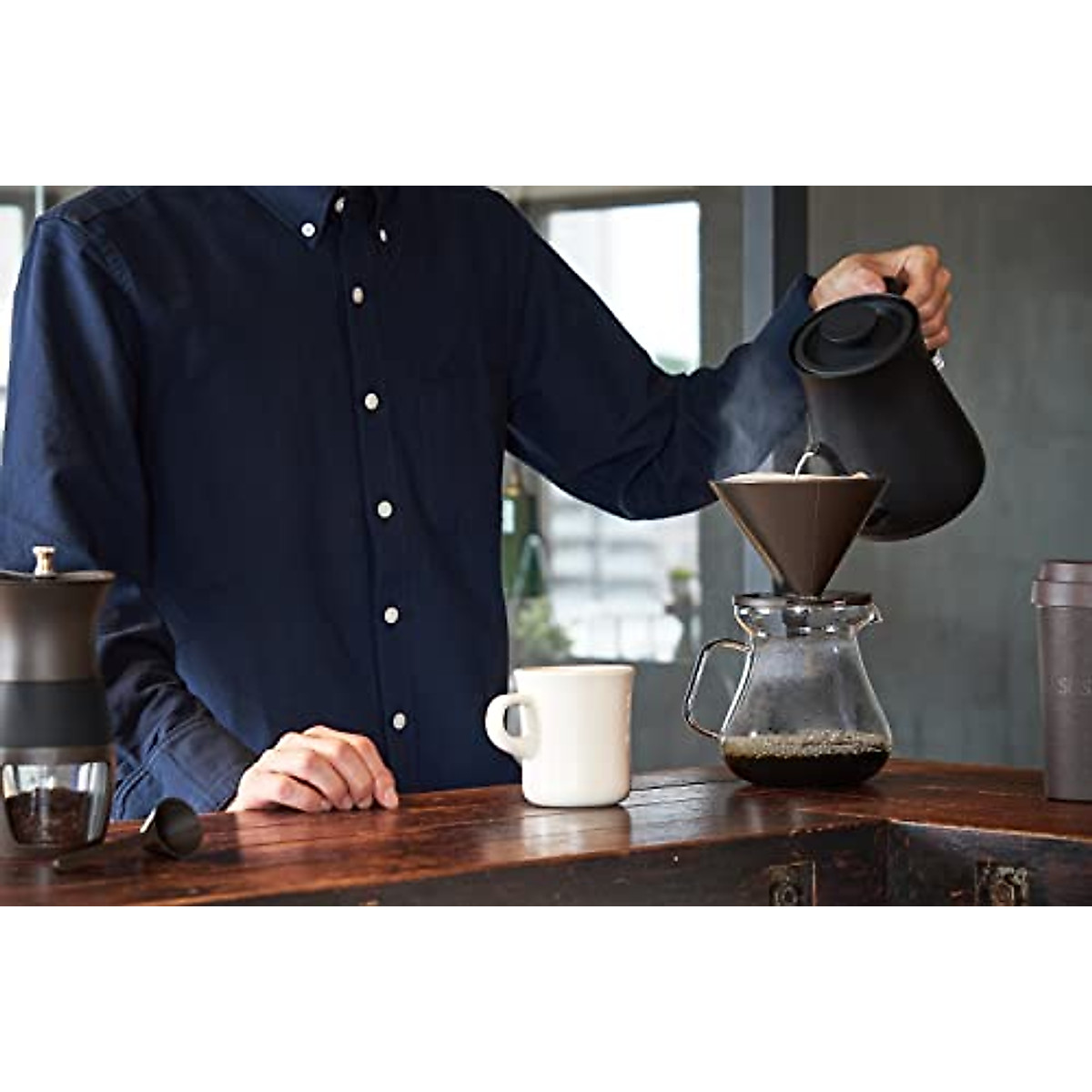 Terra Distribution Pour Over Coffee Dripper [ Designed in Japan ] Eco-friendly Coffee Dripper Reusing Coffee Beans' Waste as Raw Material (Coffee Maker)