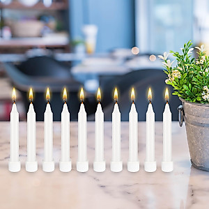 Mega Candles 10 pcs Unscented White 5 Inch Taper Candles, Multi Purpose, Household General Usage, Emergency Lighting, Church, Prayer Vigils, Religious Ceremonies