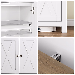 FOTOSOK Sideboard Buffet Cabinet with Storage, 55" Large Kitchen Storage Cabinet with 2 Drawers and 4 Doors, Wood Coffee Bar Cabinet Buffet Table Console Cabinet for Kitchen Dining Room, White