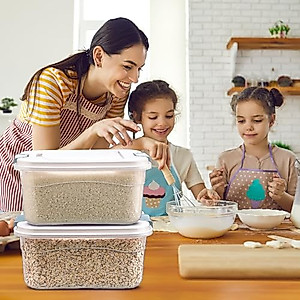 Funnymoom 2 Pcs 10 Lbs Flour Storage Container with 2 Cup Clear Rice Container Plastic Rice Bin Rice Holder Bin for Kitchen Flour Nut Sugar Oatmeal Grain Cereal Pantry Organization