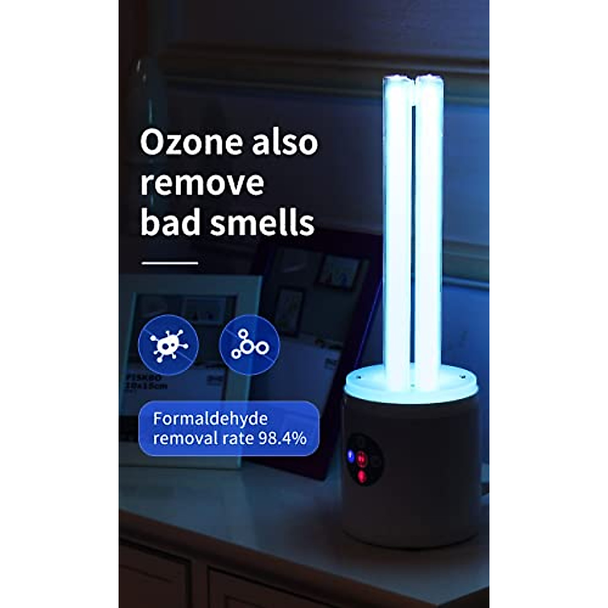 COTTON KNIGHT, UV Light Sanitizer, 55W UVC Germicidal Lamp, Air and Surface Sterilization, Kills 99.99% Germ Mites Molds, Room/Bathroom/Basement up to 750 sqft, 1Y Warranty (Pink with Ozone)