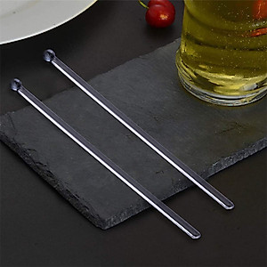 Aboat 120 Pieces 7.3 Inch Plastic Round Top Swizzle Sticks, Crystal