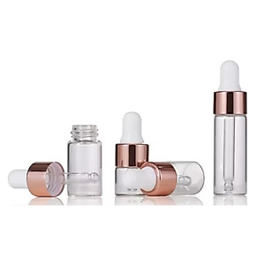 NGARHUG STORE Eye Dropper Bottle Rose for Essential Oils, 4pcs of 1-5ml Glass Bottles with Eye Droppers Tincture Bottles, Leak Proof Travel Bottles