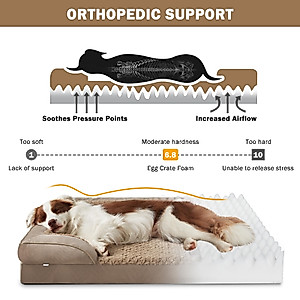 INVENHO Orthopedic Dog Beds Large Sized Dog, XL Washable Dog Sofa Bed Large, Egg-Crate Foam Dog Couch Bed with Washable Removable Cover, Waterproof Lining and Nonskid Bottom