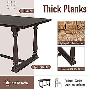 BIADNBZ 6-Piece Wooden Kitchen Dining Room Table Set with Upholstered Button Tufted Chairs & Bench, for Living Room Restaurant Furniture, Espresso