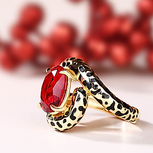 Jeulia Engagement Rings Leopard Print Oval Cut Ring for Women Sterling Silver Wild Beauty Diamond Band for Mother's Day Birthstone Anniversary Wedding Promise Jewelry with Gift Box (Red, 8)