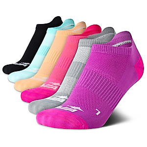 Avia Women's No Show Low Cut Running Socks (6 Pack), Size 4-9, Purple Multi Mesh