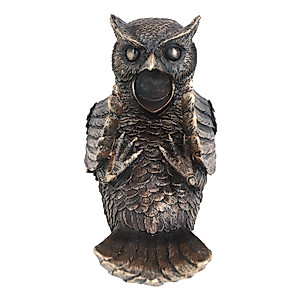 Ebros Bronzed Resin Wisdom of The Forest Great Horned Owl Drinking Wine Bottle Holder Figurine 9.25" L Decorative Party Hosting Sculpture Accessory Owls Statue