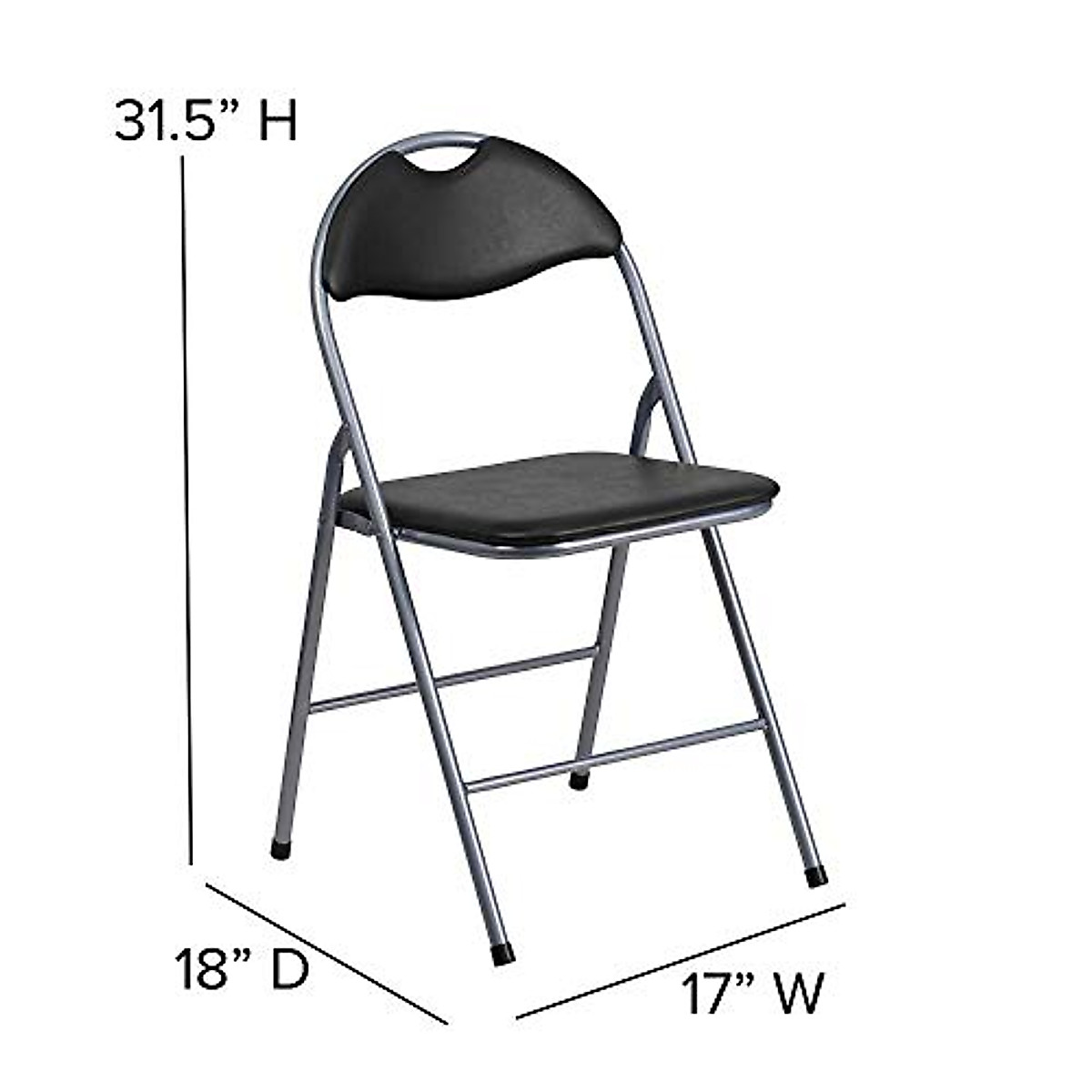Flash Furniture 4 Pack HERCULES Series Black Vinyl Metal Folding Chair with Carrying Handle