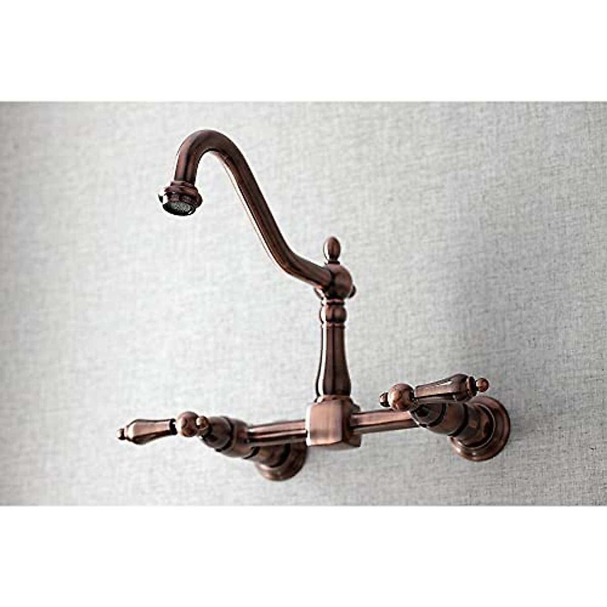 Kingston Brass KS124ALAC Heritage Bridge Kitchen Faucet, Antique Copper