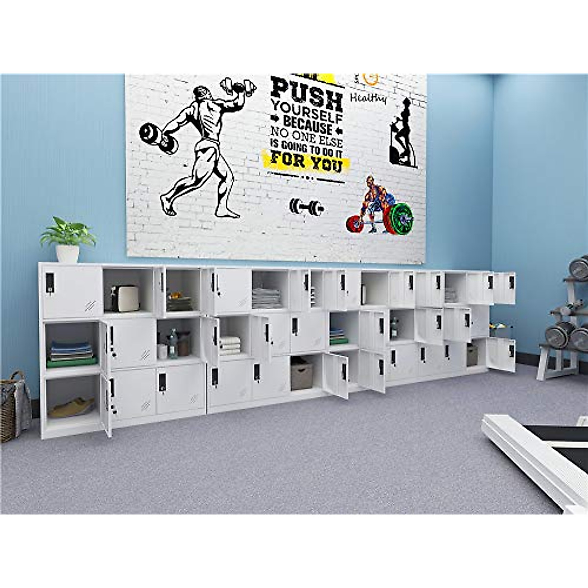 MECOLOR Full White Color Metal Office and Home Storage Cabinet Locker with 9 Doors Garage Tool Cabinets (Full White, 9D)…