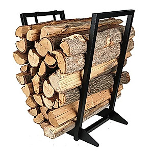 JUNSHUO Firewood Rack Indoor (22Inch/V-Shape) Outdoor Fireplace Firewood Holder with Side Kindling Rack，Assemblable Log Rack Wood Holder