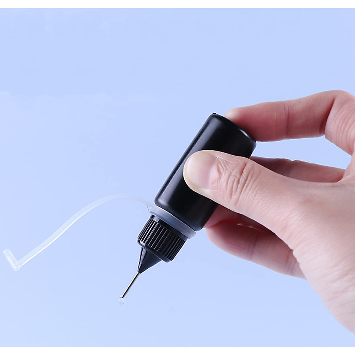 NANSHINE 12pcs 10ml(0.34oz) Black Needle Tip Glue Bottle Squeeze Bottle With 2pcs Funnel, Light-proof Plastic Bottle Reagent Dispensing Bottle Precision Tip Applicator Bottles