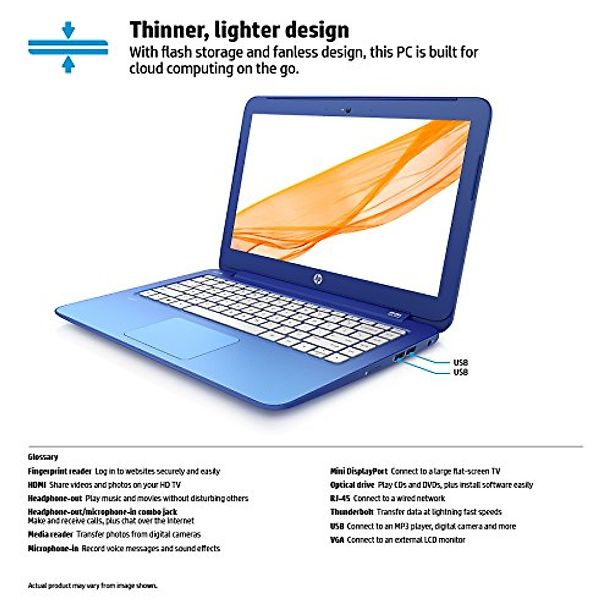 (Discontinued) HP Stream 13.3 Inch Laptop (Intel Celeron, 2 GB, 32 GB SSD, Horizon Blue) Includes Office 365 Personal for One Year