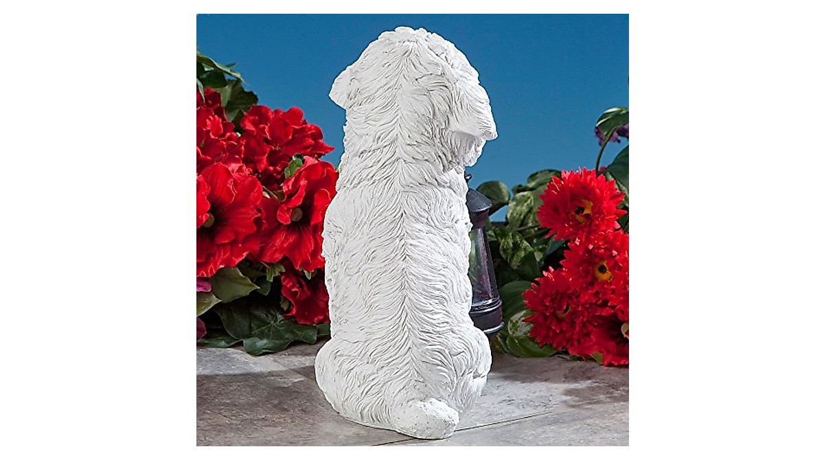 Bichon Solar Lantern - Garden Dog Statue with LED Light | Outdoor Décor