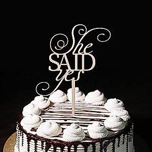 She Said Yes Engagement Wedding Caketopper Personalised Wedding Party Decor Bride To Be Mr & Mrs Figures Engagement Gifts Rustic Wood