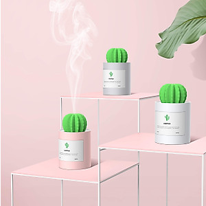 USB Cool Mist Humidifier with Night Light, Mini Size Cactus Humidifier Ultra-Quiet Operation with Timed auto Shutdown for Bedroom,Baby Room,Home,Yoga, Office,Spa,Coffee Bar,Travel Desktop-50ml/h(Pink)