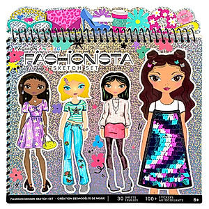 Fashion Angels Fashion Design Sketch Portfolio - Sketch Book for Beginners, Sketch Pad with Stencils and Stickers for Kids 6 and Up, Brown(Covers May Vary)