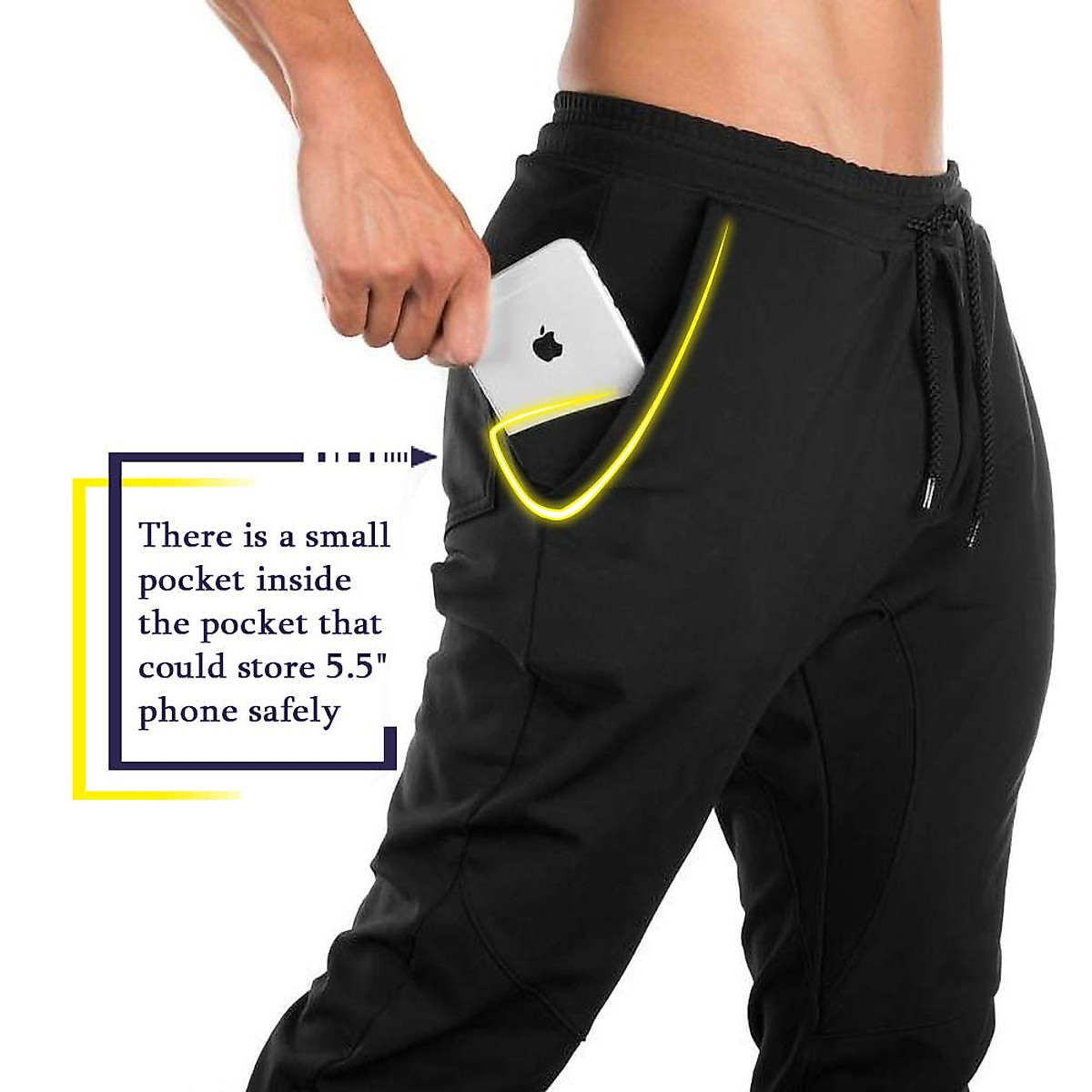 TBMPOY Men's Tapered Running Jogger Athletic Sweatpants Gym Training Pants Black M