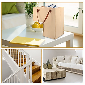 STOBAZA Stair Basket with Handles Felt Staircase Storage Baskets Laundry Baskets for Carpeted and Wooden Stairs Stair Storage Organizer Beige