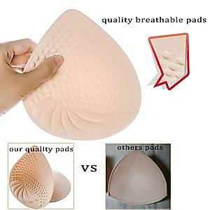PRETTYWELL Bra Pads Inserts, 2 Pairs Latex Bras Inserts for Sports Bras, Bra Cups Inserts for Bikini Tops (beige, L.)