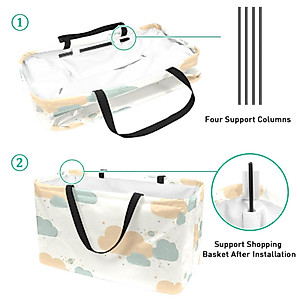 Cloud Full Print Large Capacity Laundry Organizer Tote Bag - Reusable and Foldable Oxford Cloth Shopping Bags