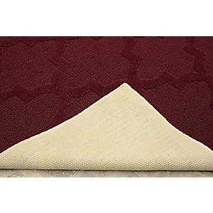 Garland Rug Quatro Chili Red 9' x 12' Cut-Loop Trellis Area Rug –Soft, Comfortable, Stylish & Budget-Friendly Rug in a Beautiful Solid Chili Red