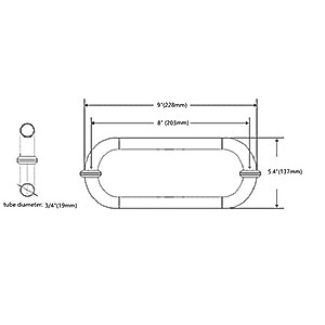 Ranbo Hardware 8" Back to Back Tubular Shower Door Pull Handle for Frameless Shower Doors, Polished Chrome, with Washers (8 inch Pull Handle-Black)