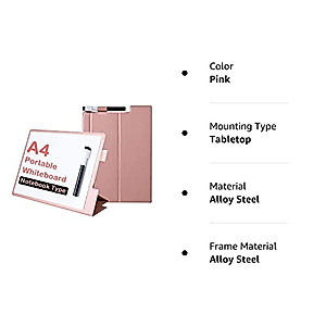 CRCHOM Small White Board Dry Erase Board A4 Magnetic Desktop Whiteboard 8" x 12" Portable Whiteboard Easel with Stand Pink PU Cover Case for Kids, Adult, Office, Home, School