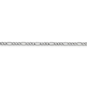 Sonia Jewels 14k White Gold Figaro Chain Necklace - with Secure Lobster Lock Clasp 20" (Width = 2mm)