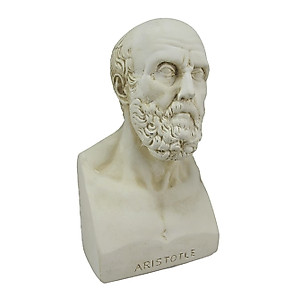 Aristotle and Homer Bust Antique White Plaster Bookends: Timeless Grecian Philosophy Sculptures, 8 Inches High, Decorative Pillars of Wisdom for Your Bookshelves