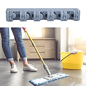 Wall Mounted Broom Rack, Lightweight Plastic Broom Stand Space Saving Easy Installation (Type A)