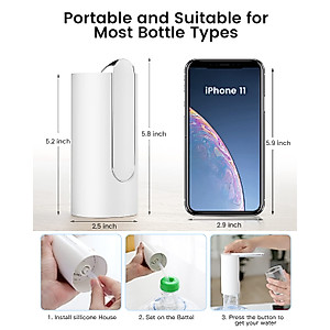 Portable Water Dispenser, 5 Gallon Water Bottle Pump,USB Charging Automatic Drinking Water Pump with Foldable Water Outlet,Portable Water Jug Switch for Home Kitchen Office Camping