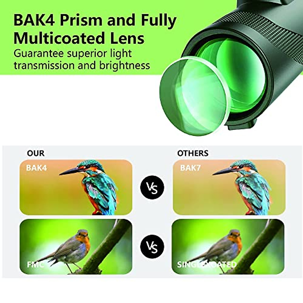 80x100 Monocular-Telescope High Powered Monocular for Adults Monocular for Smartphone Adapter Monocular Telescope Hunting Wildlife Bird Watching Travel Camping Hiking