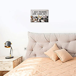 BIWSHA I Just Freaking Love Cows OK Canvas Wall Art Prints Decor for Home Bedroom Living Room Office Farm，Farm Animal Themed Paintings Art Decor 14x11 Inches，Retro Cow Silhouette Art Gifts