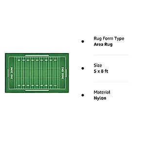 Brumlow MILLS Washable Sports Field Print Indoor or Outdoor Rug for Living Area or Play Room, Bedroom Mat, Patio Carpet or Entryway Rug, 5' x 8', Football