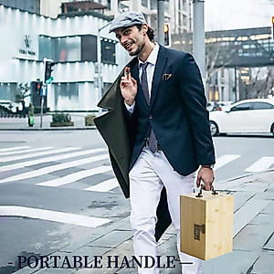 Premium Large Bamboo Box with Combination Lock & Hidden Drawer, Secret Storage Stash Box,Upgraded with Handle, 5 Smell Proof Bags, 3 Glass Jars, 3 Tube, Brush, Grinder Card, Cone Funnel Rolling Kit